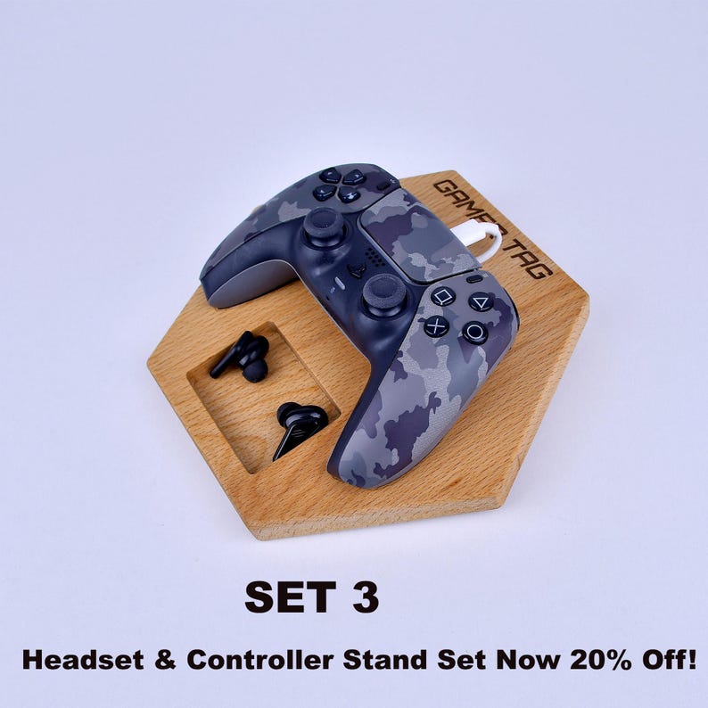 Wireless Charging Headphone Stand With Controller Holder – Personalized ...