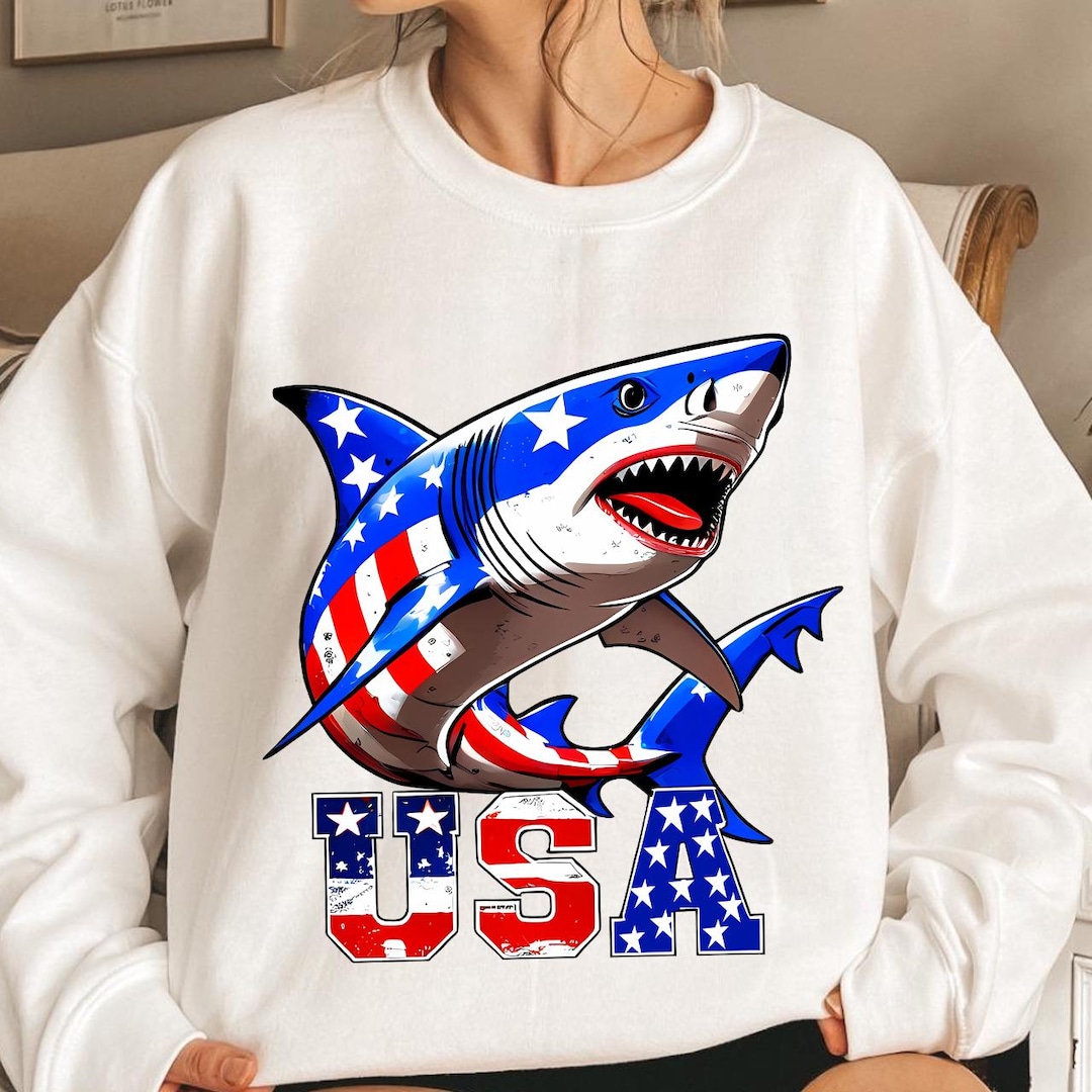 American Flag Shark PNG Patriotic Shark Digital Download 4th of July ...