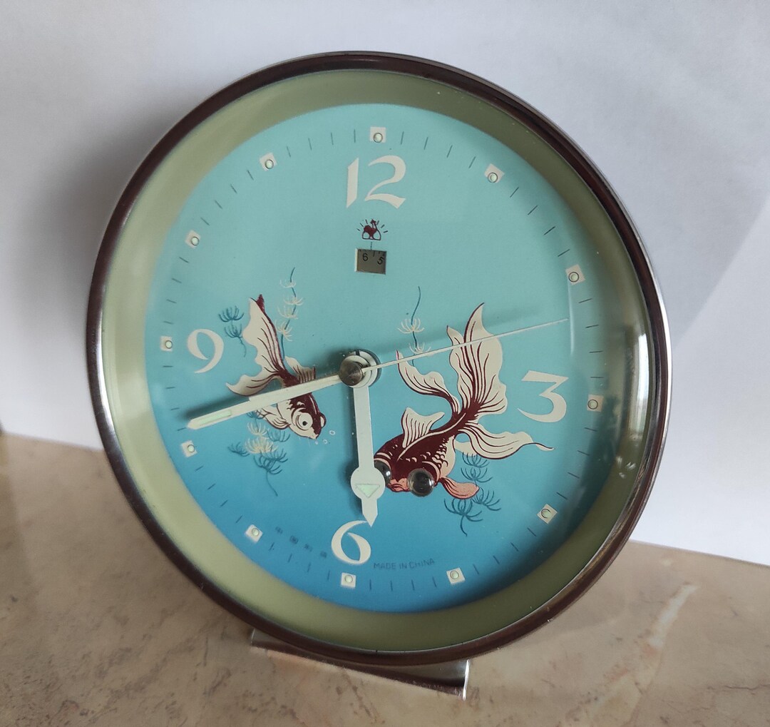 Vintage Diamond Alarm Clock//animated Fish Eyes, Mechanical Wind-up - Etsy