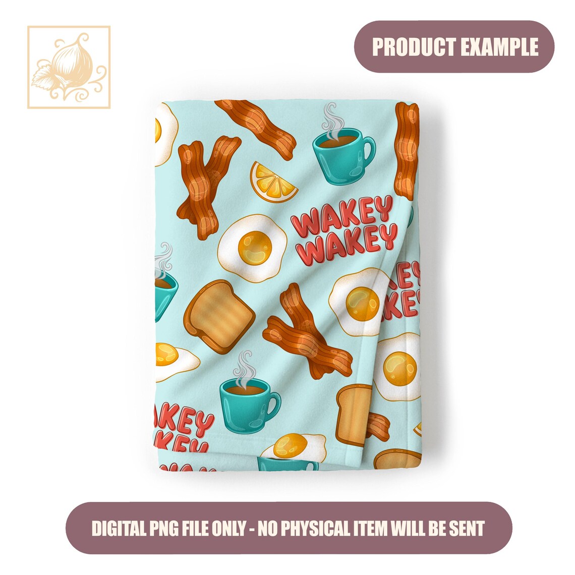 Wakey Wakey | Eggs and Bacon Breakfast Seamless Pattern 300 DPI PNG ...