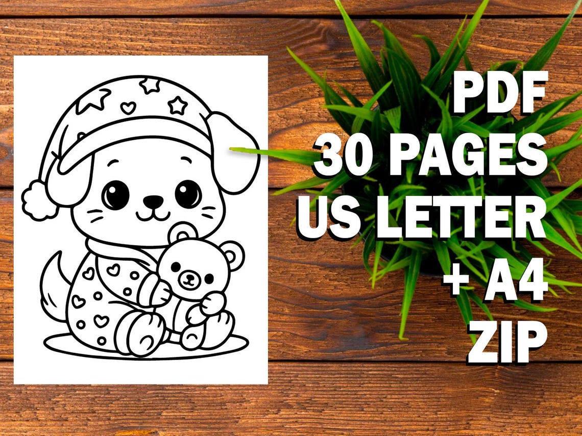 Kawaii Cozy Animals – 30 Printable Cute Coloring Pages for Relaxing Fun ...