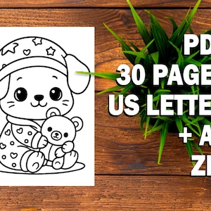 Kawaii Cozy Animals – 30 Printable Cute Coloring Pages for Relaxing Fun ...