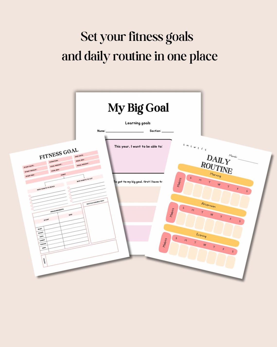 Rooted & Rise Life Goal Planner Printable, Fillable PDF (A5, US Letter ...
