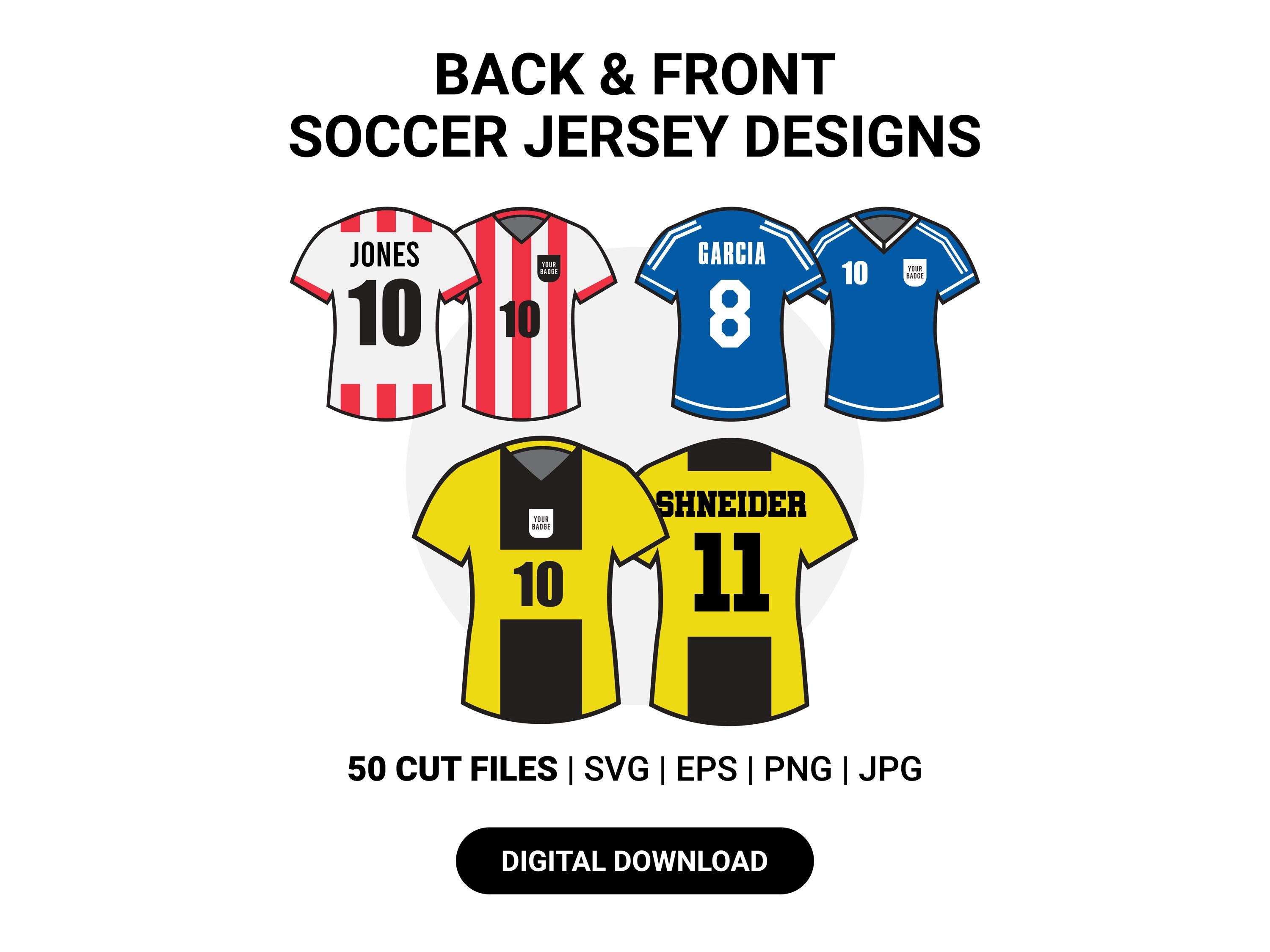 Customizable Soccer Jersey SVG Bundle: 50 Front and Back Designs ...