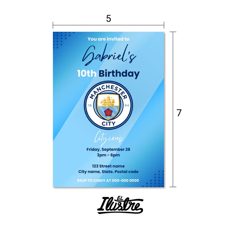 Editable Manchester City Birthday Invitation | Canva Template ...
