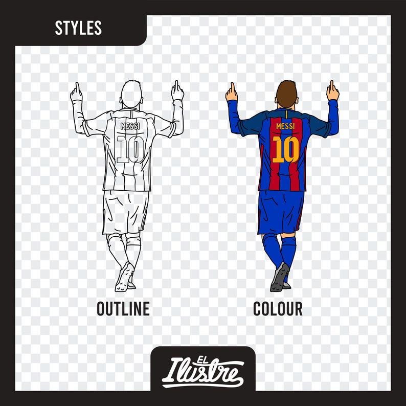 Messi Barcelona FC SVG: Color & Outline (digital Download) - Etsy