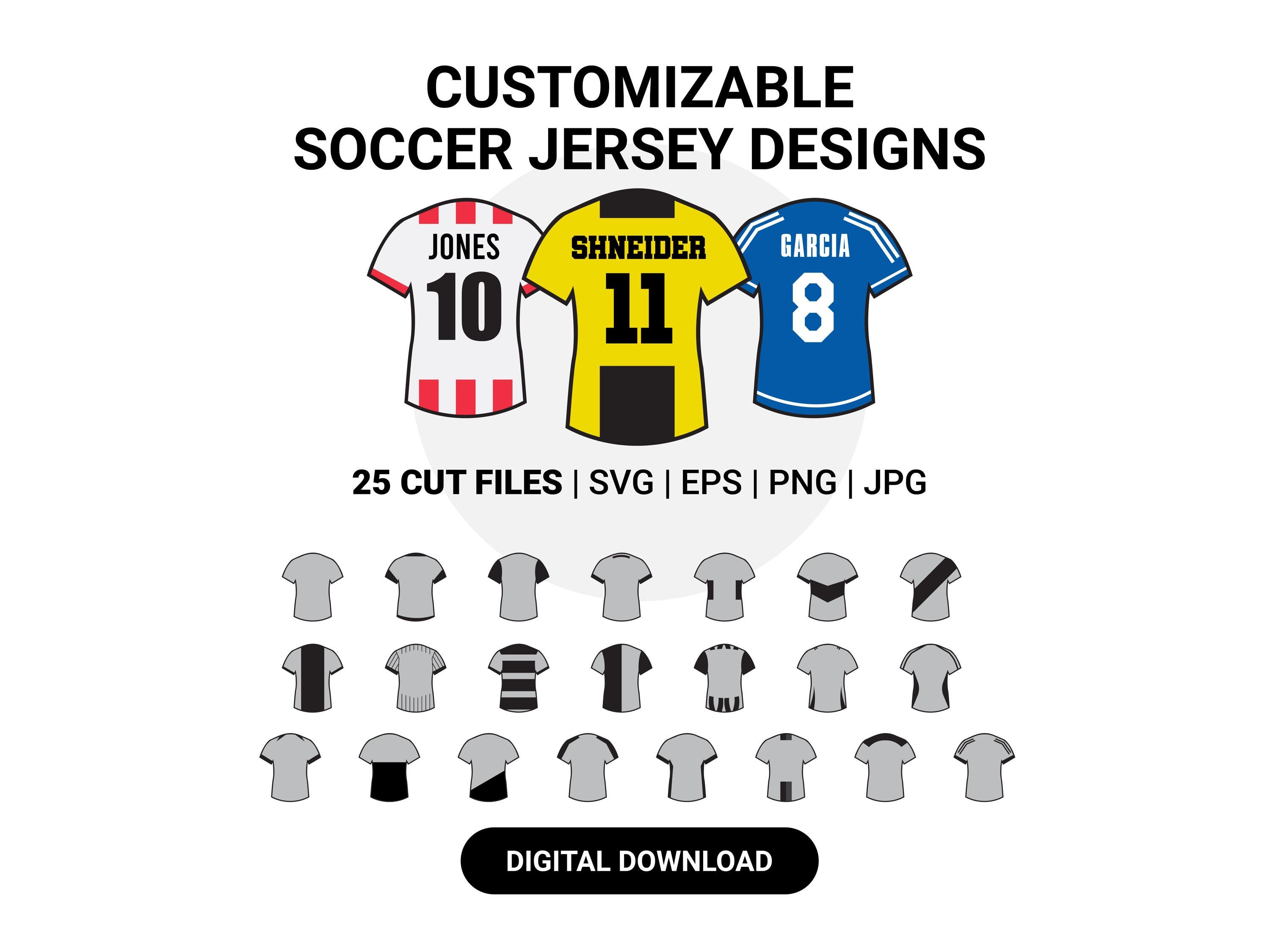 Customizable Soccer Jersey SVG Bundle: 25 Back Side Designs (digital ...