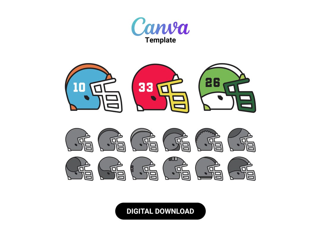 Customizable Football Helmet Templates: 12 Editable Designs (instant ...