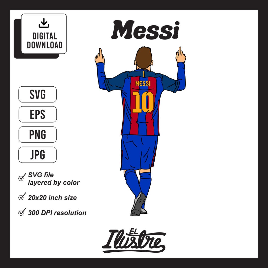 Messi Barcelona FC SVG: Color & Outline (digital Download) - Etsy