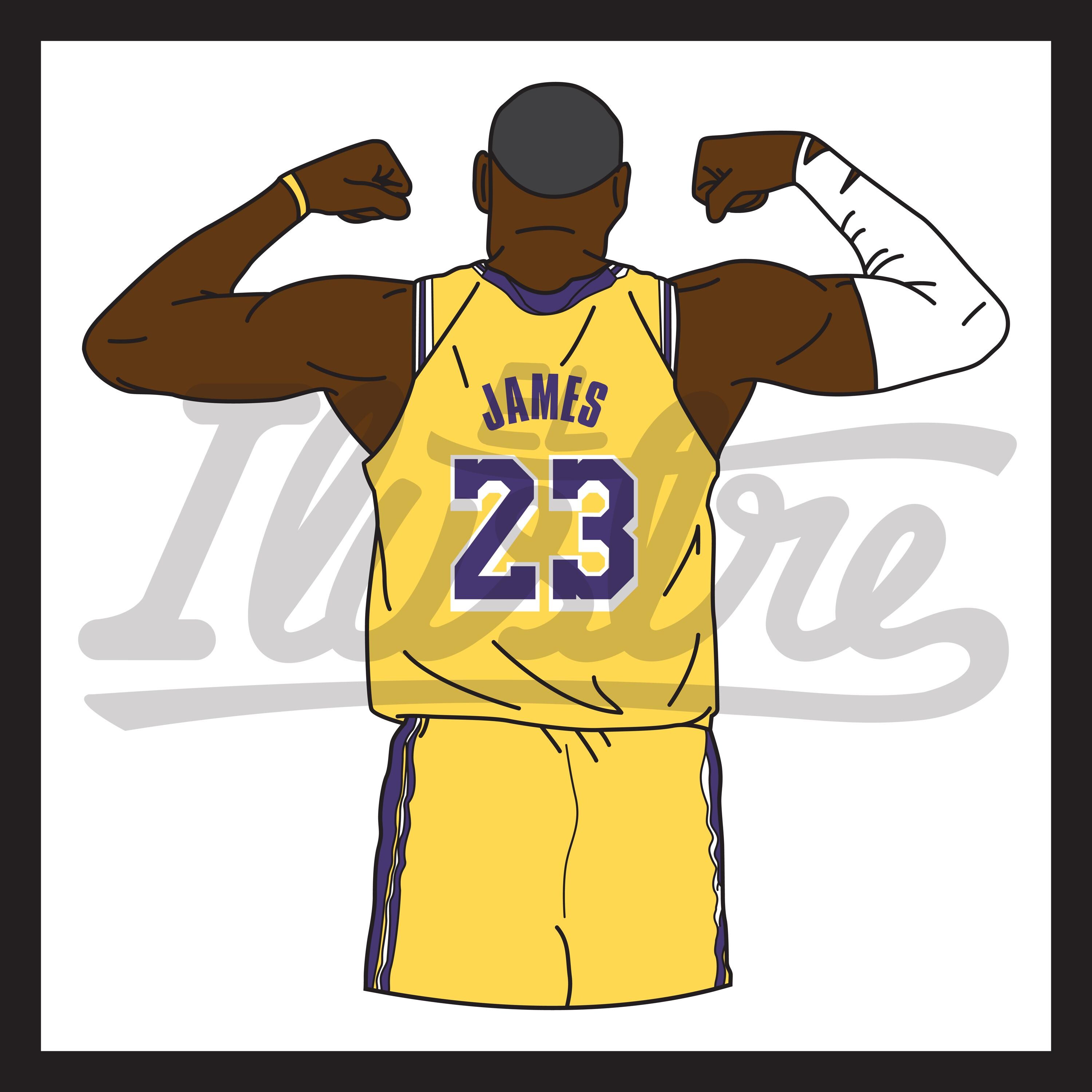 Lebron James SVG: Basketball Player Outline & Color (digital Download ...