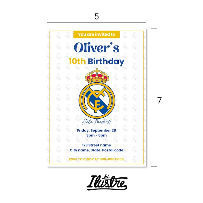 Editable Real Madrid Birthday Invitation | Canva Template | Printable ...