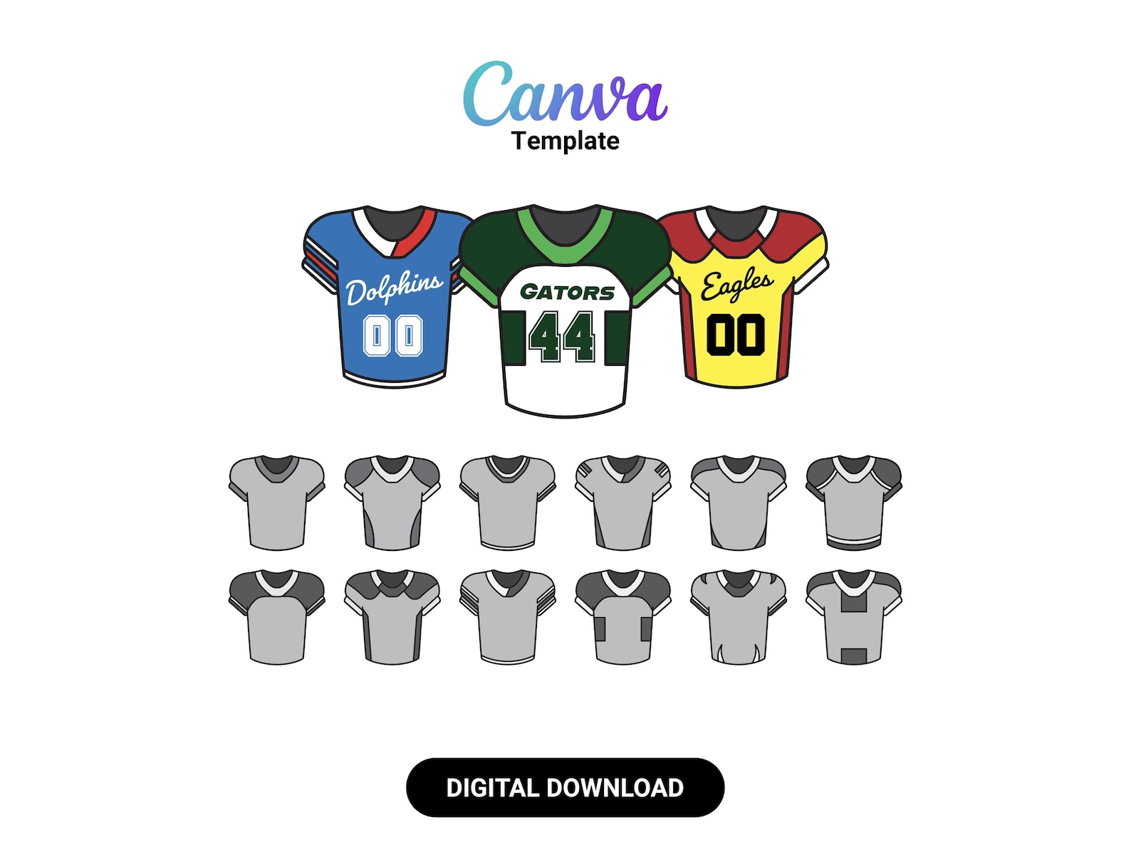 Customizable Football Jersey Templates: 12 Editable Designs (instant ...