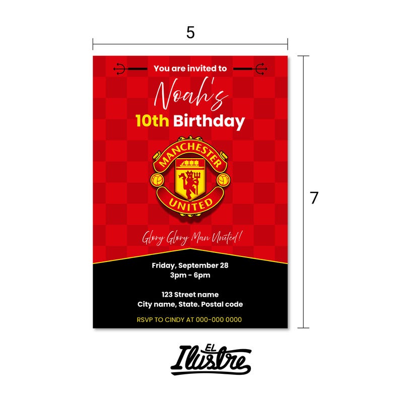 Editable Manchester United Birthday Invitation | Canva Template ...