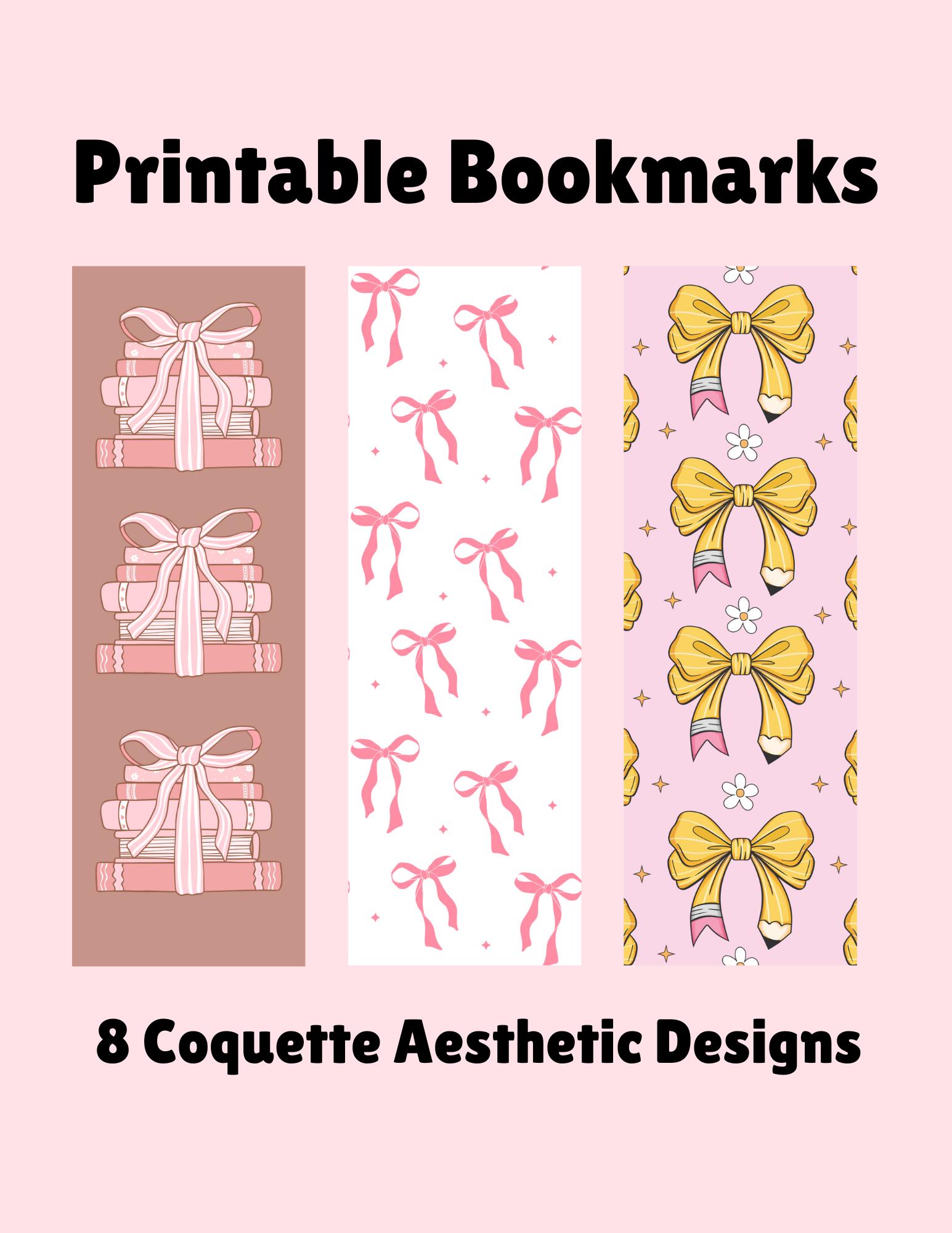Set of 8 Coquette Printable Bookmarks | Cute Pastel | Digital Download ...