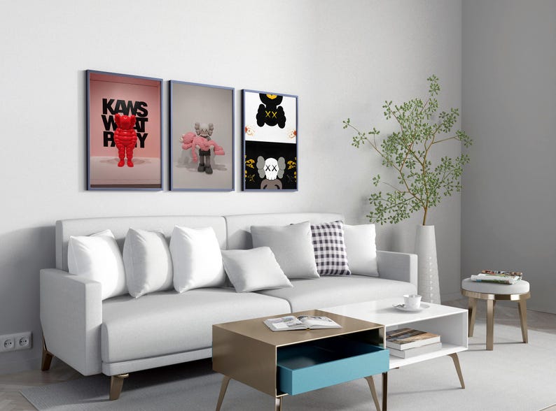 KAWS Poster Set of 3, Printables Minimalist Hypebeast Kaws Figure ...
