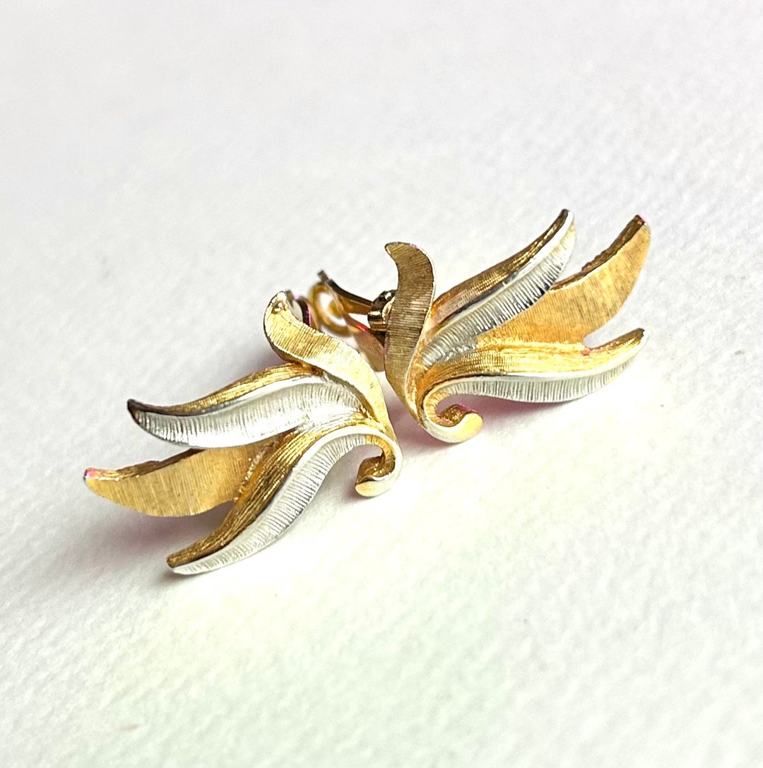 Marvella Gold and Silver, Brushed Finish Ear Clips - Etsy