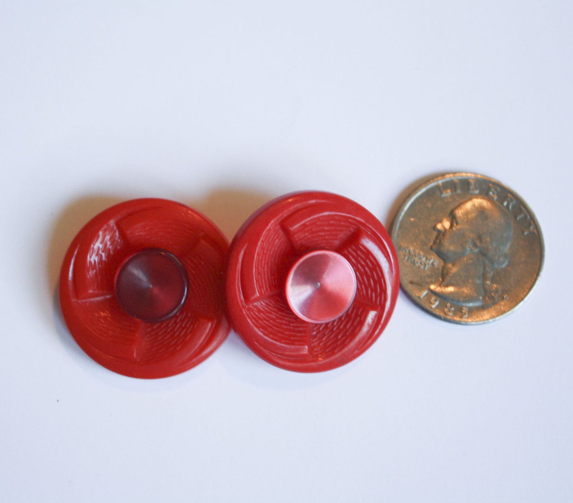 Huge Red Button Earrings - Etsy