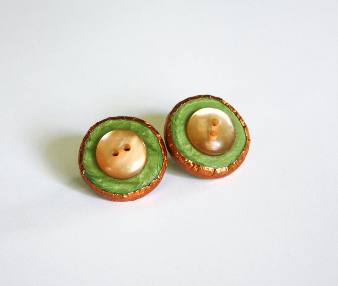 Large Green Button Clip Ons - Etsy