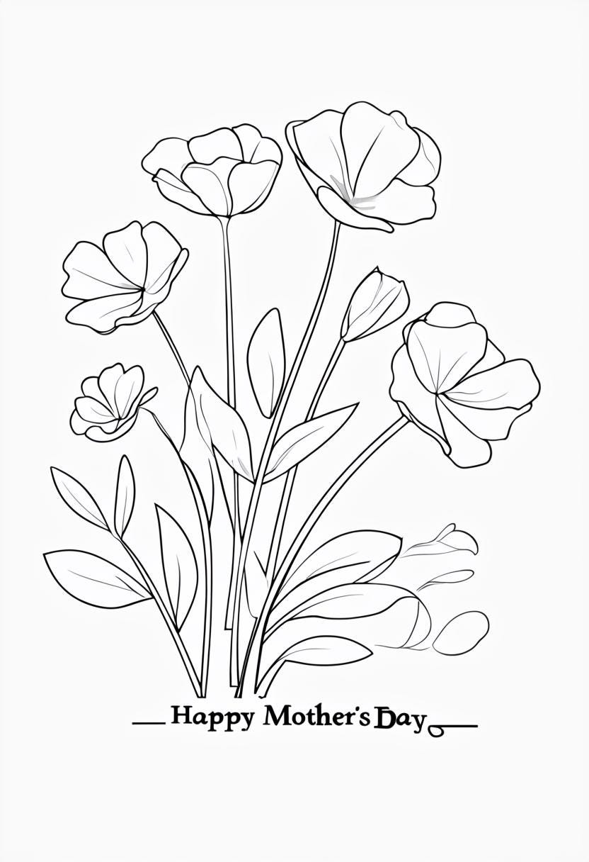 Mother's Day Coloring Book Pages - Etsy
