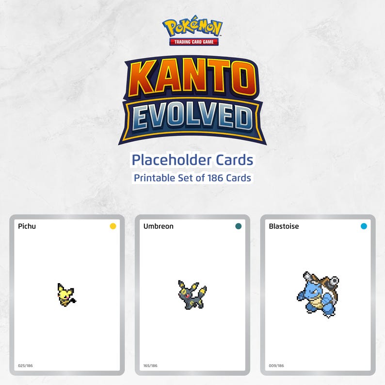 Printable Pokémon Kanto Evolved Placeholder Cards | Full 186 Set ...