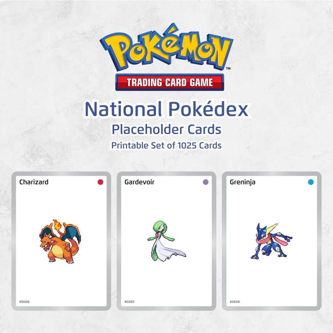 Printable Pokémon National Pokédex Placeholder Cards | Collection ...