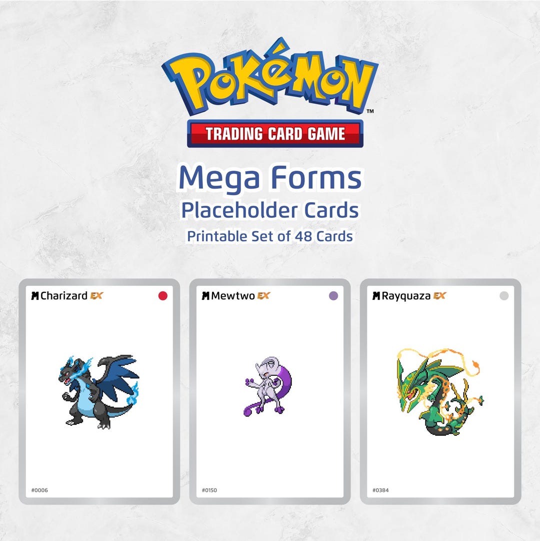 Gen1collector Pokémon Placeholder Cards Mega Forms Binder, Printable ...