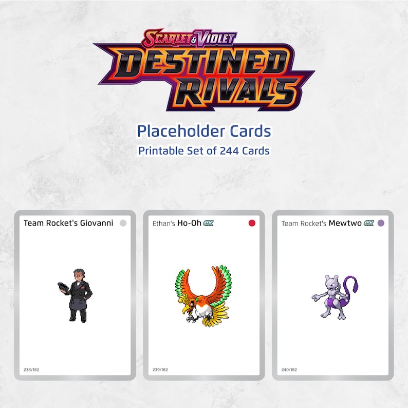Printable Pokémon Destined Rivals Placeholder Cards | Full 244 Set ...