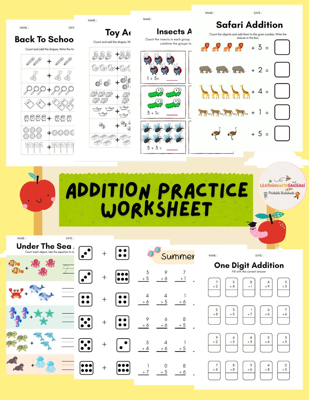 Addition Practice Worksheet for Preschool, Printable Worksheet ...