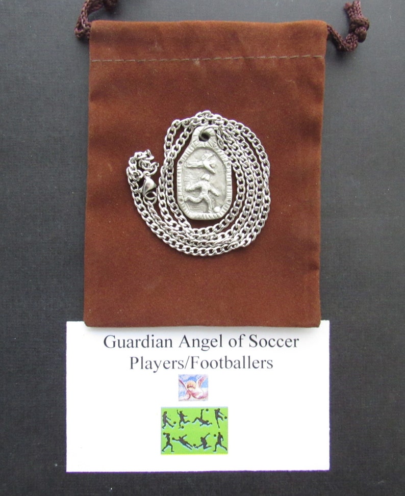 Guardian Angel of Soccer Players / Footballers, Handmade Medal on Chain ...