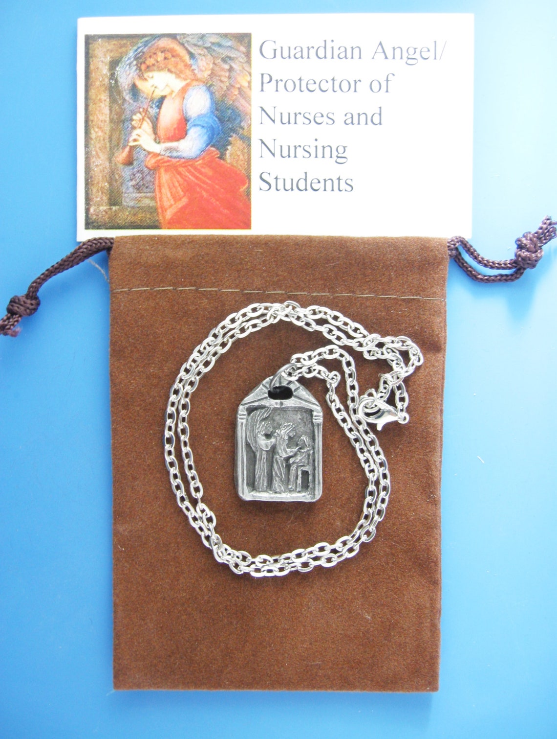 Guardian Angel of Nurses and Nursing Students, Handmade Medal on Chain ...