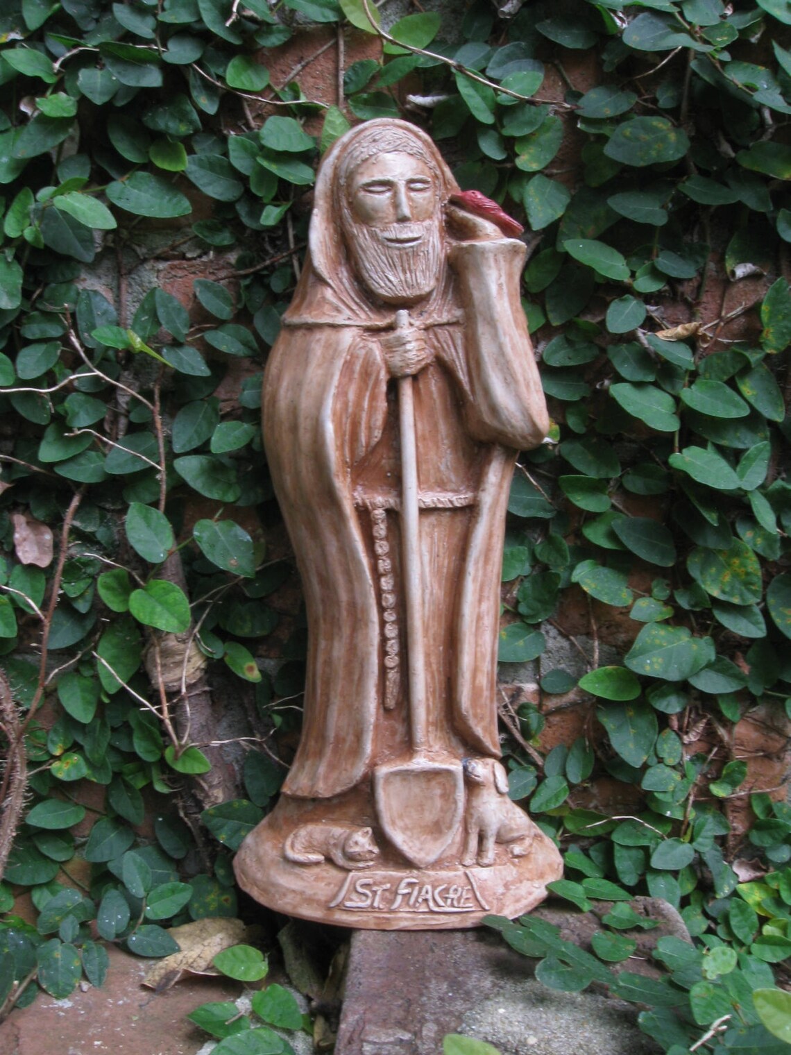Handmade Statue of St. Fiacre Patron of Gardeners With Cat - Etsy