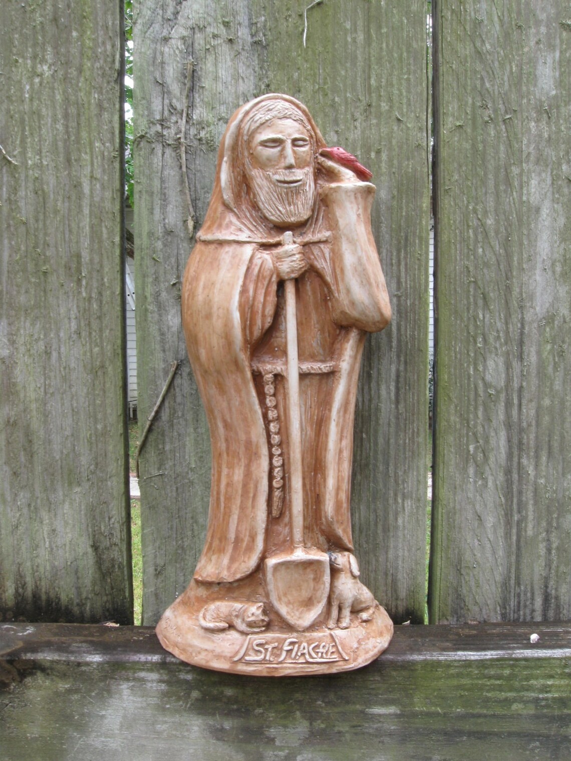 Handmade Statue of St. Fiacre Patron of Gardeners With Cat - Etsy
