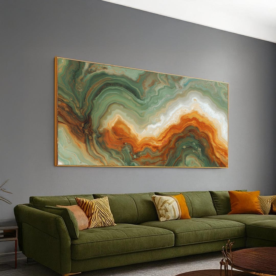 Abstract Agate Stone Canvas, Earth Tone Wall Art, Marbled Decor ...