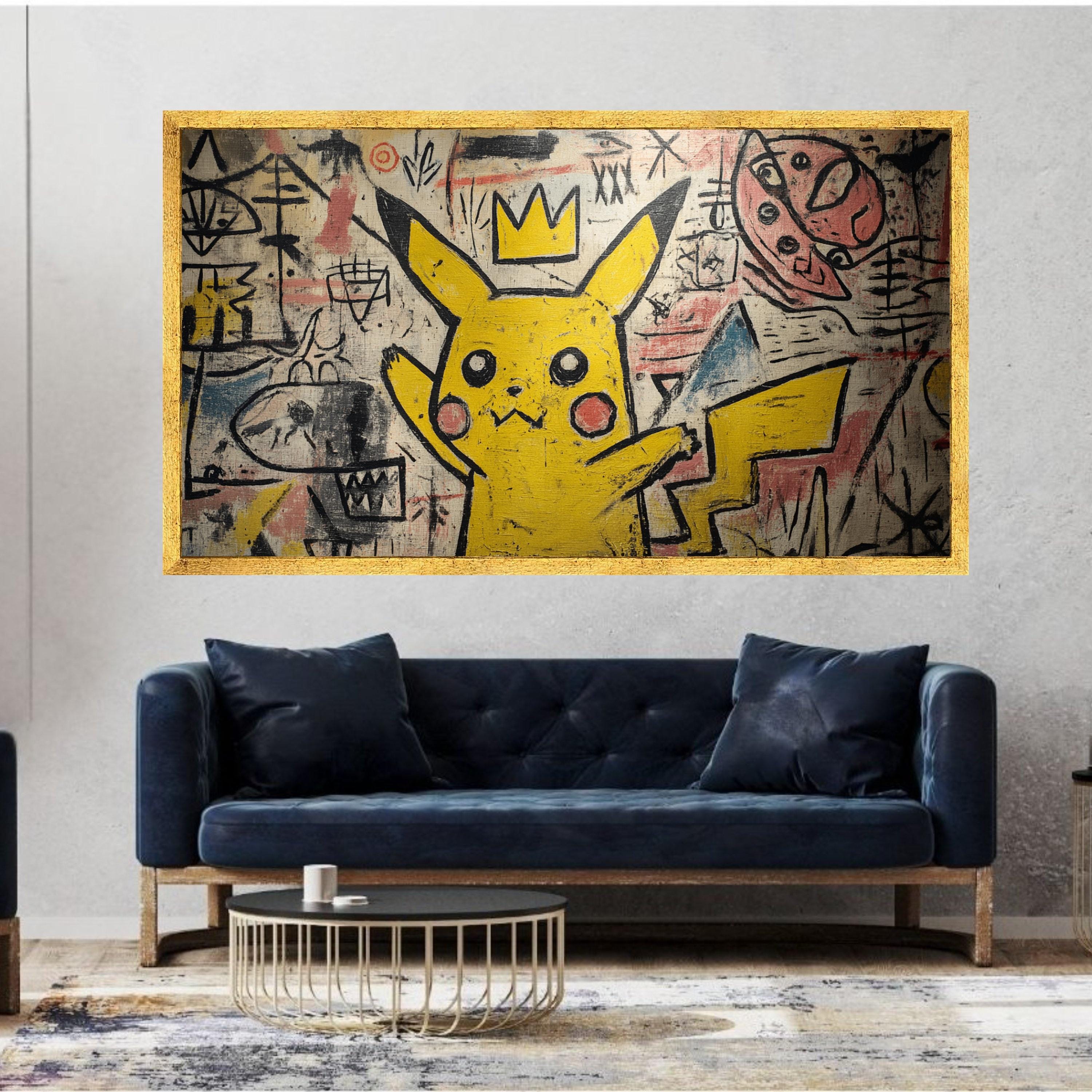 Abstract Pikachu Graffiti Canvas Wall Art, Urban Street Style, Pop ...
