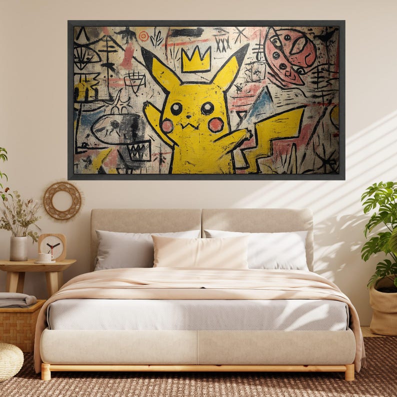 Abstract Pikachu Graffiti Canvas Wall Art, Urban Street Style, Pop ...
