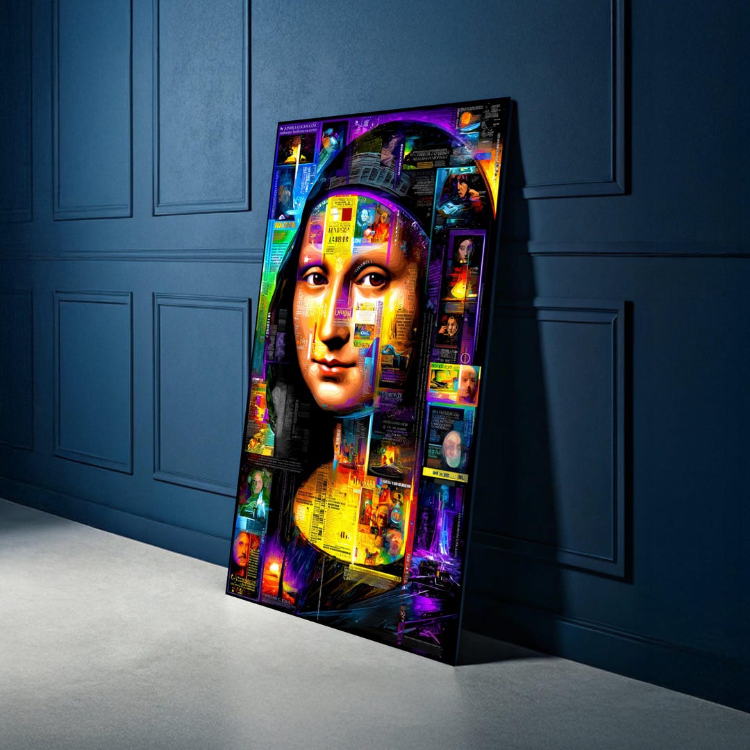 Modern Pop Art Mona Lisa Canvas, Colorful Portrait Wall Art, Digital ...