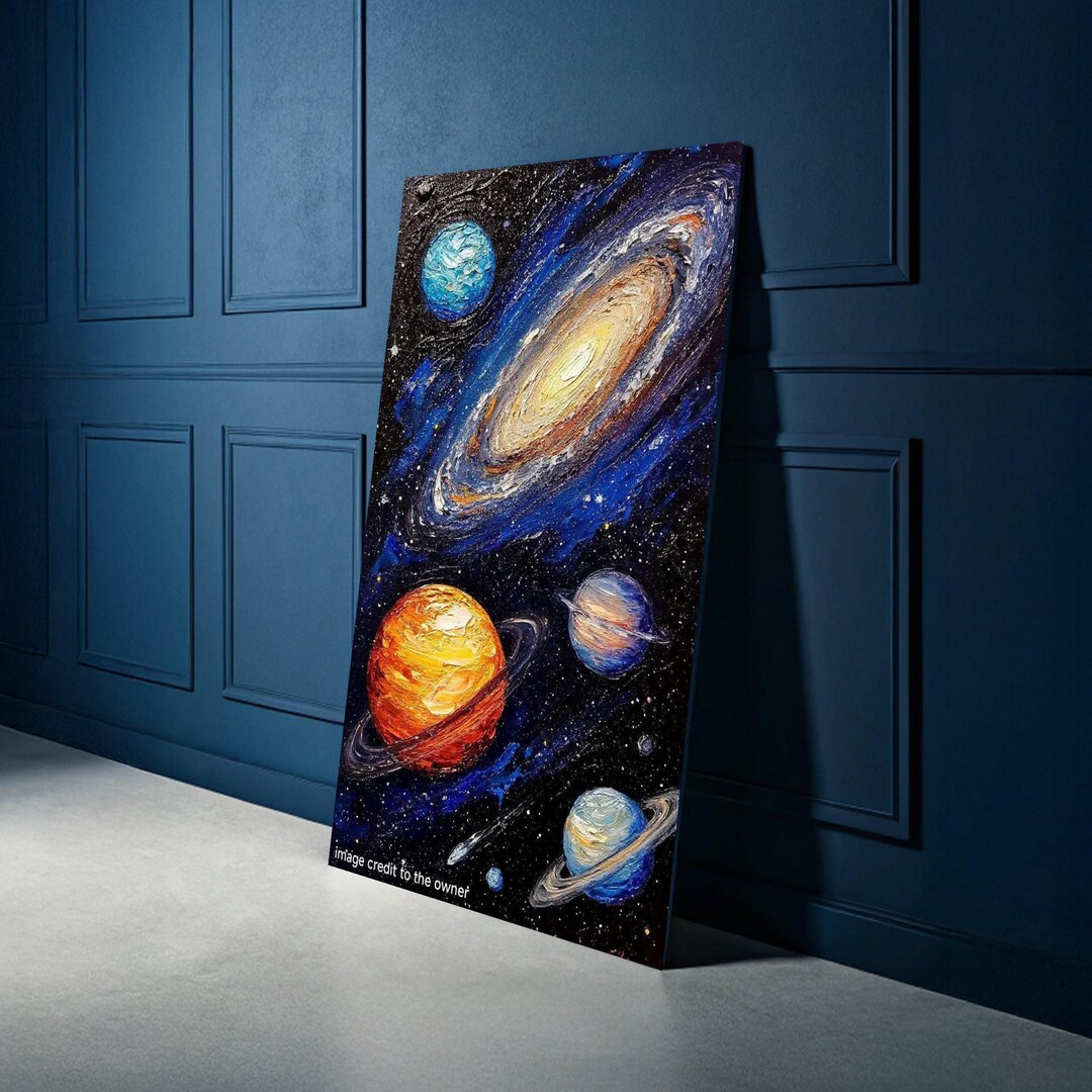 Vibrant Galaxy Planets Canvas Wall Art, Space Art Painting, Solar ...