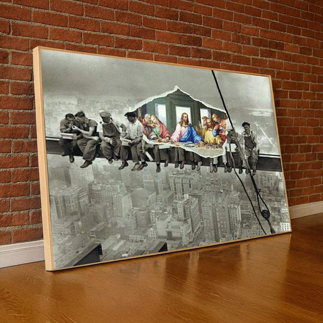 Iconic Lunch Break With the Last Supper, Surreal Industrial Canvas ...