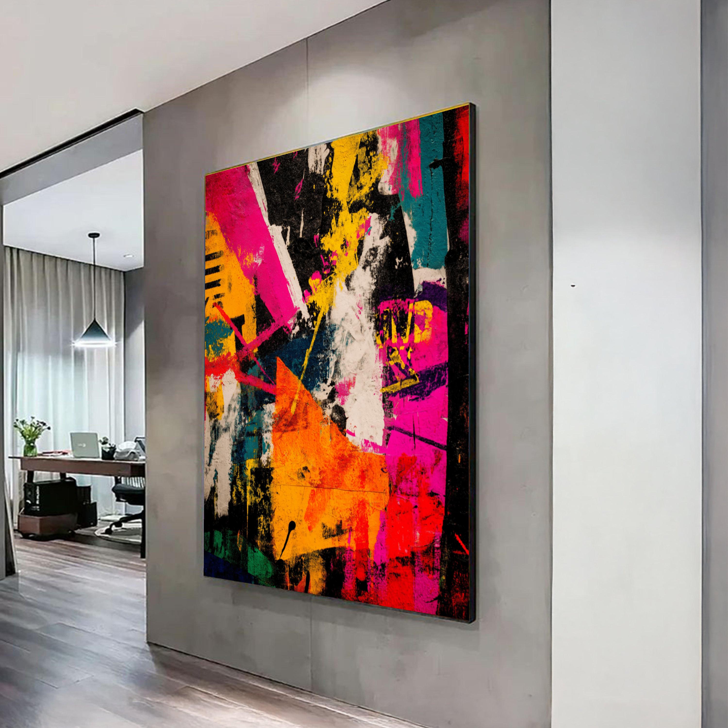 Vibrant Abstract Graffiti Canvas Wall Art, Modern Urban Street Art ...