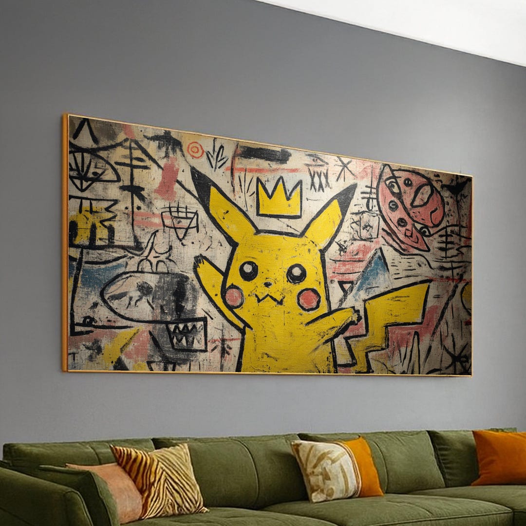 Abstract Pikachu Graffiti Canvas Wall Art, Urban Street Style, Pop ...