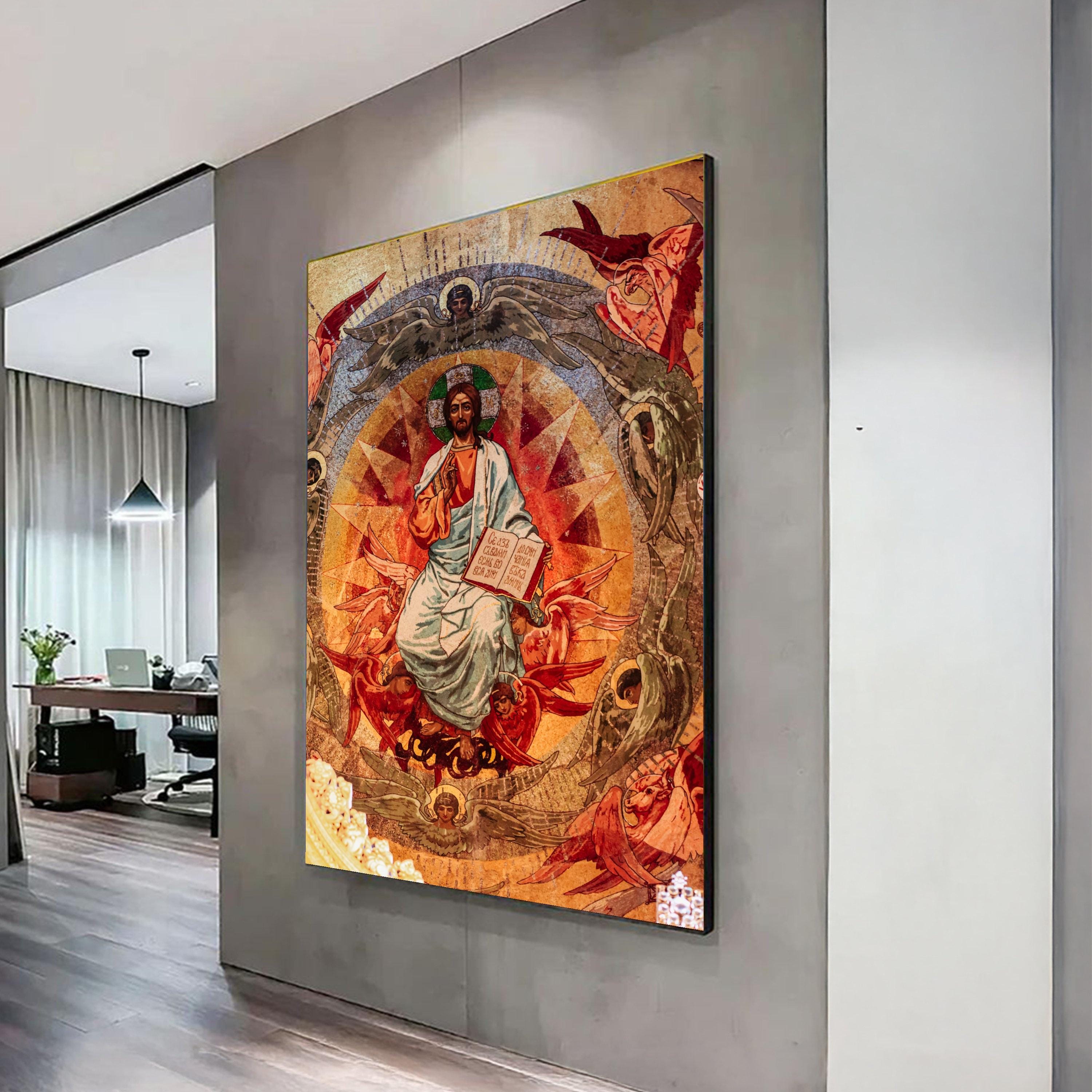 Christ Pantocrator Icon Canvas, Byzantine Religious Wall Art, Christian ...
