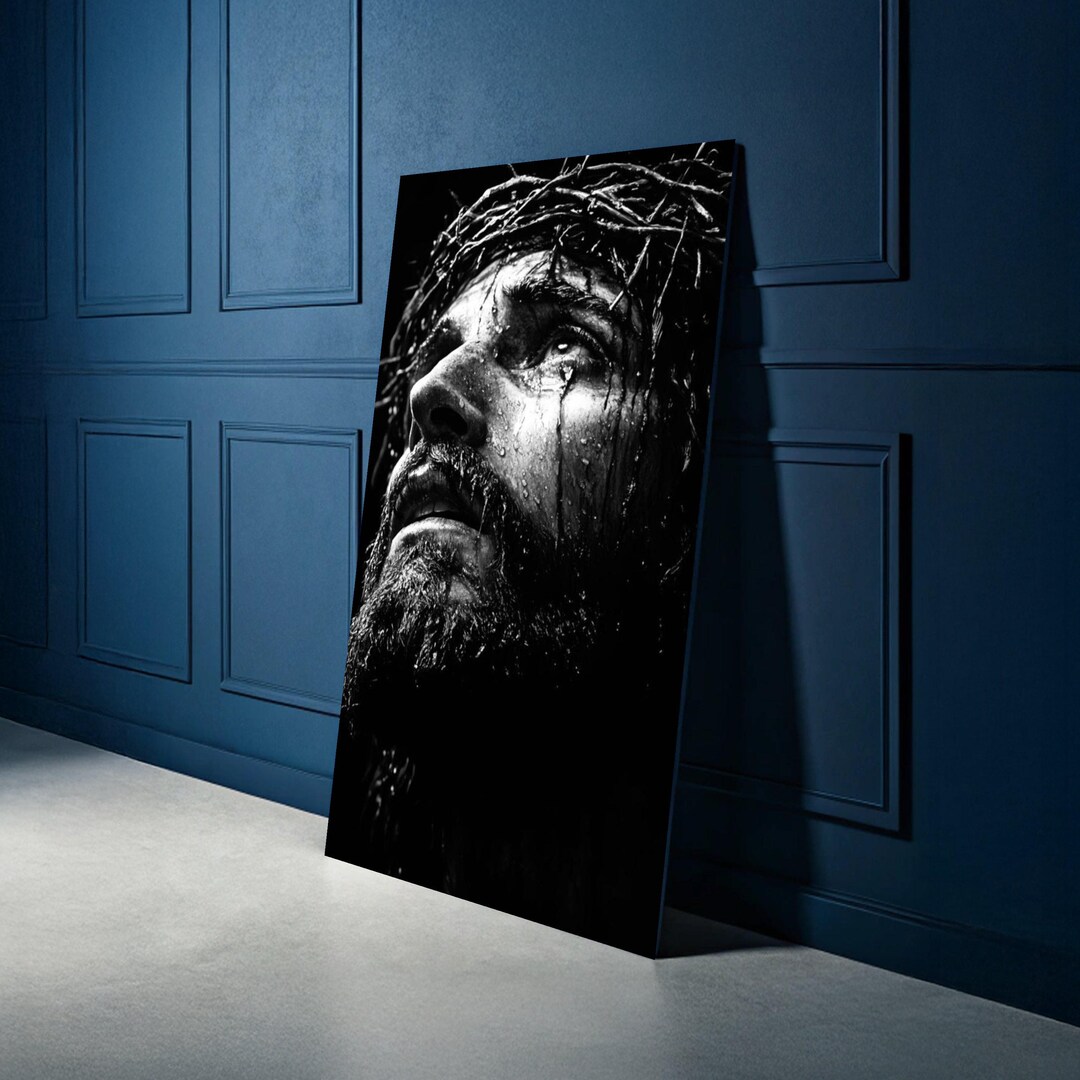 Emotional Jesus Christ Portrait Canvas, Crown of Thorns Wall Art ...