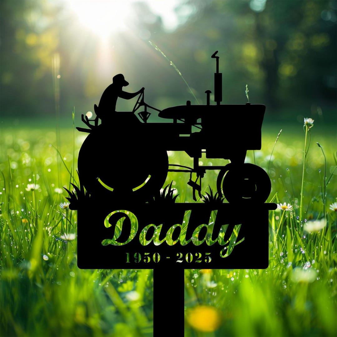 Personalized Tractor Memorial Stake, Farming Fields Metal Stake, Farmer ...