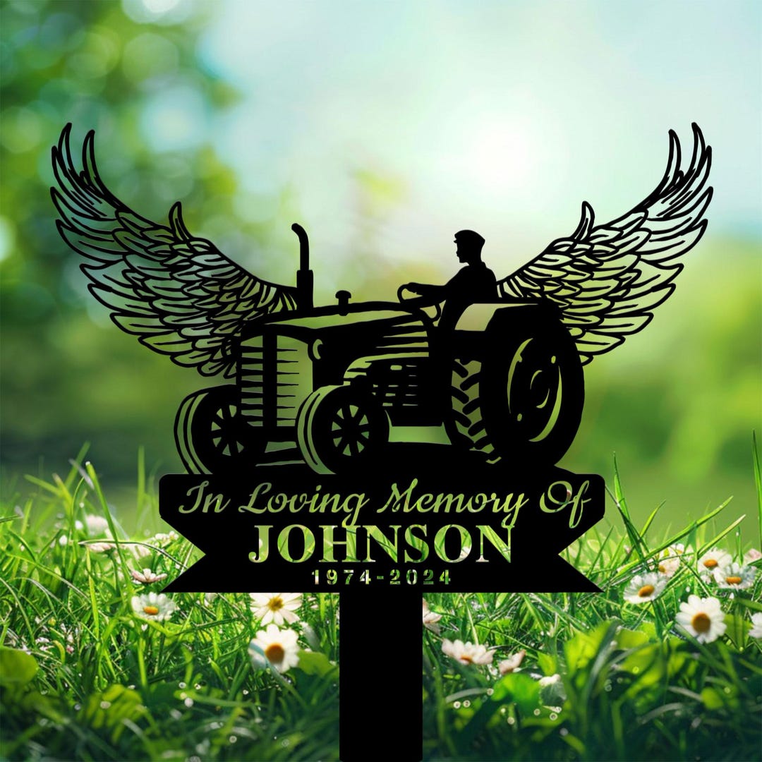 Personalized Farmer on Tractor Memorial Stake, in Loving Memory Of ...