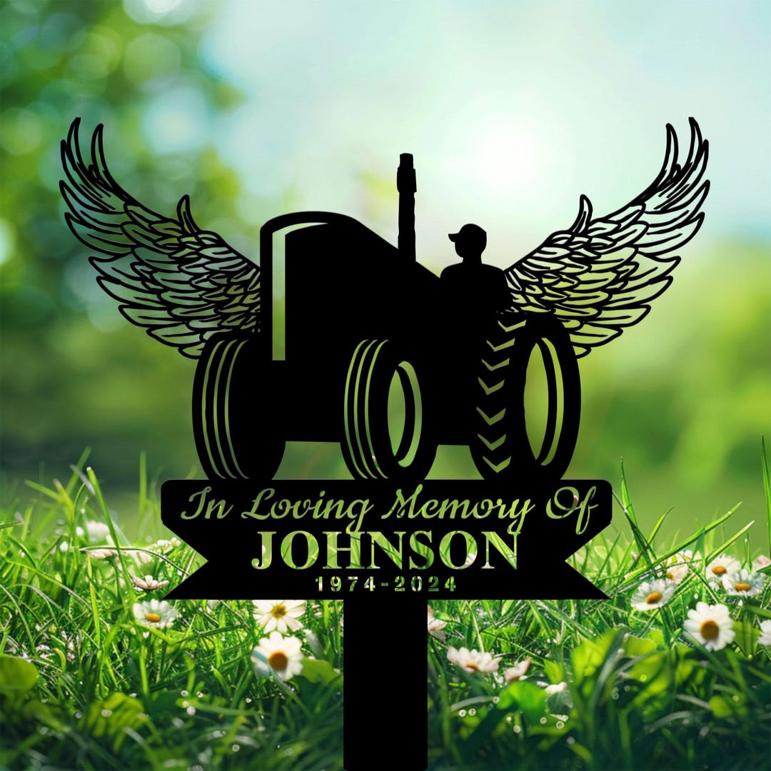 Personalized Farmer on Tractor Memorial Stake, in Loving Memory Of ...