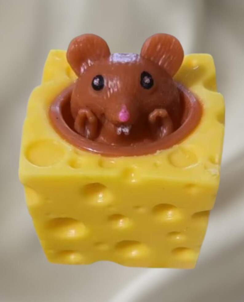 Cheese Cube Pop-up Squishy – Mouse Squeeze Toy – Stress Relief Fidget ...