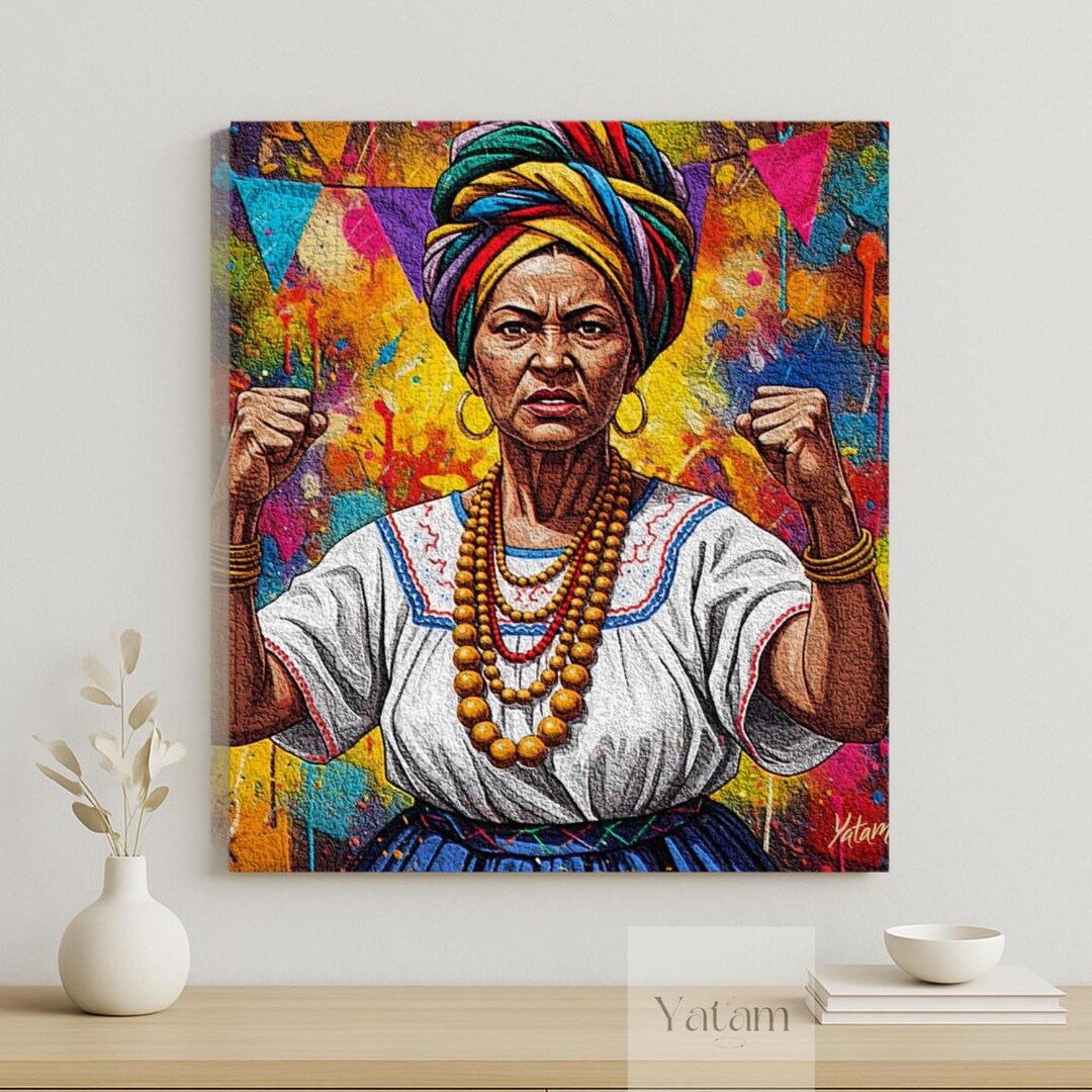 Canvas Poster Digital Art “ancestral Strength” Afro Latina Illustration ...