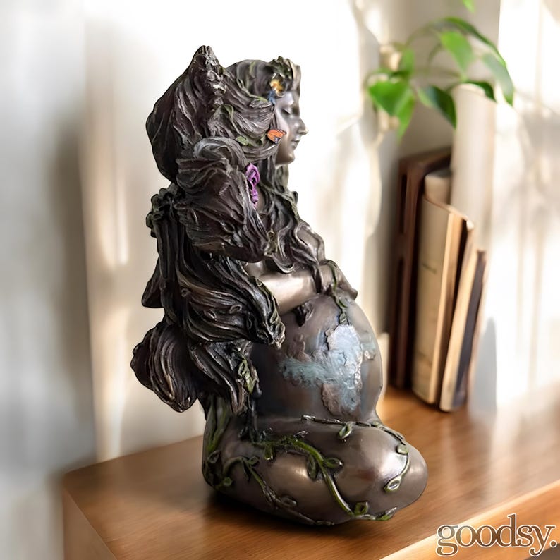 Goddess Gaia Statue, Mother Earth Figurine, Butterfly Gaia Sculpture ...