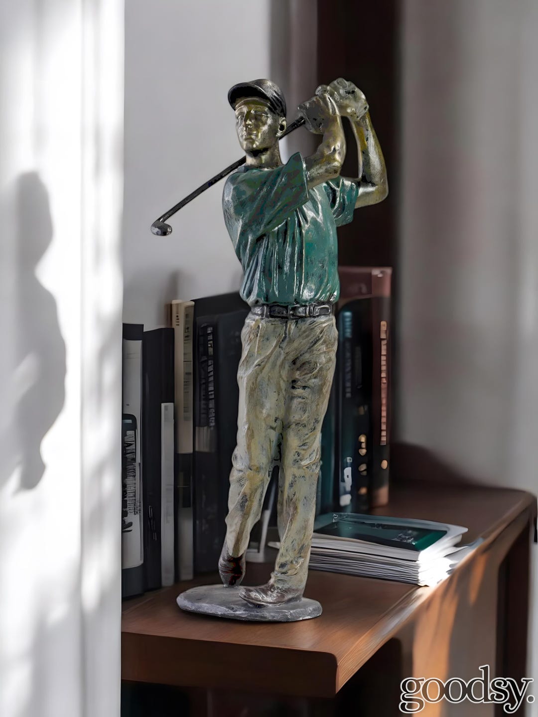 Vintage Golf Player Figurine, Rustic Golfer Statue, Golf Swing ...