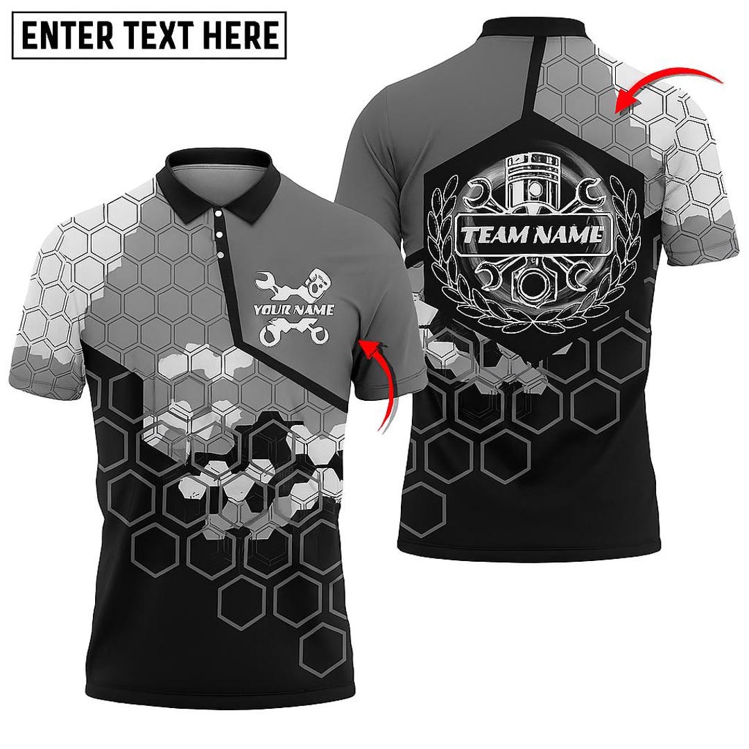 Custom Mechanics Team Polo – Personalized Name & Logo Hex Design - Etsy